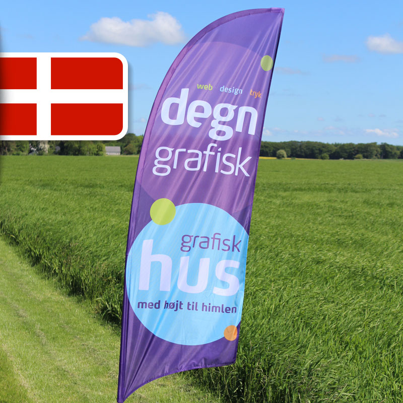 Beachflag 250 cm | Med Eget Design & Vejrbestandig Fod